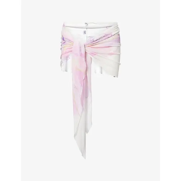GRACEJACOB Falling Petal Printed Mesh Sarong Skirt - Multi