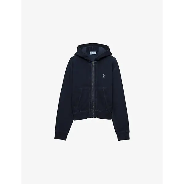 Prada Cotton-jersey Zip-up Hoodie - Blue