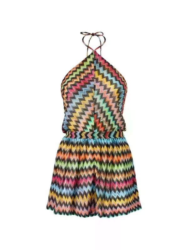 Missoni Zigzag Knit Halterneck Playsuit - Black