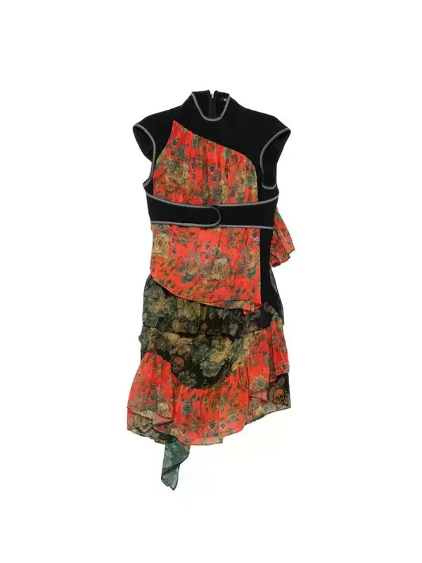 Ottolinger Floral Print Ruffled High Neck Dress