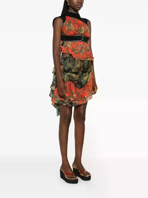 Ottolinger Floral Print Ruffled High Neck Dress