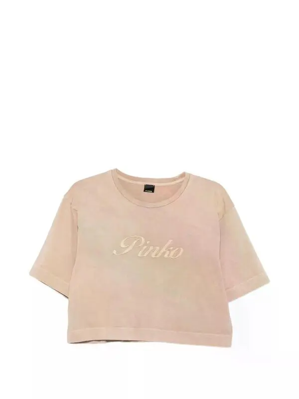Pinko Embroidered Logo T-shirt - Neutrals
