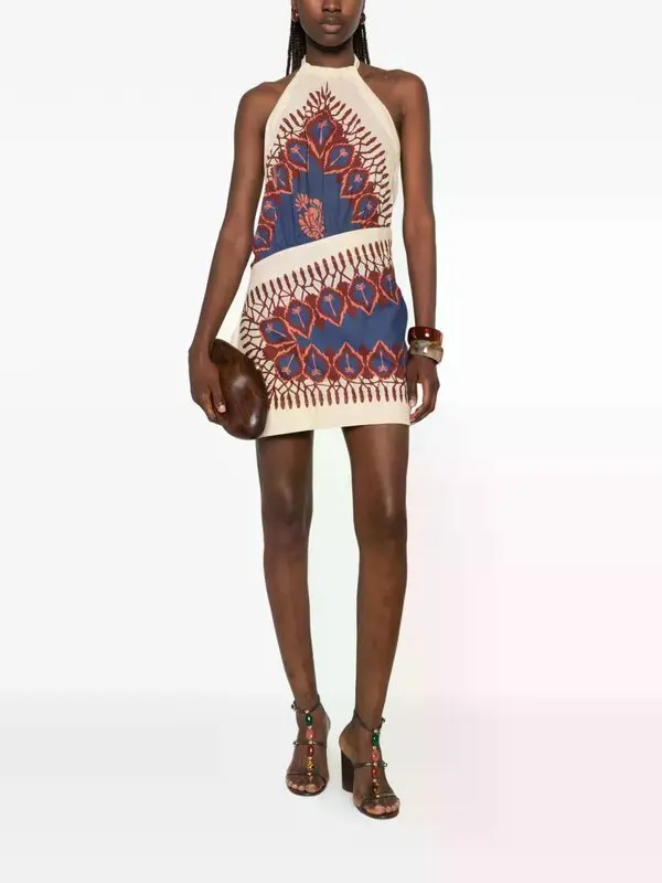 Johanna Ortiz Salt Dreamer Halterneck Mini Dress - Neutrals