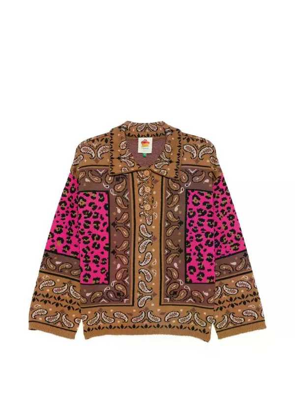 Farm Rio Paisley Leopard-print Polo Top