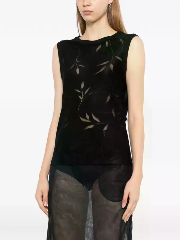 QUETSCHE Leaf-print Sleeveless Top