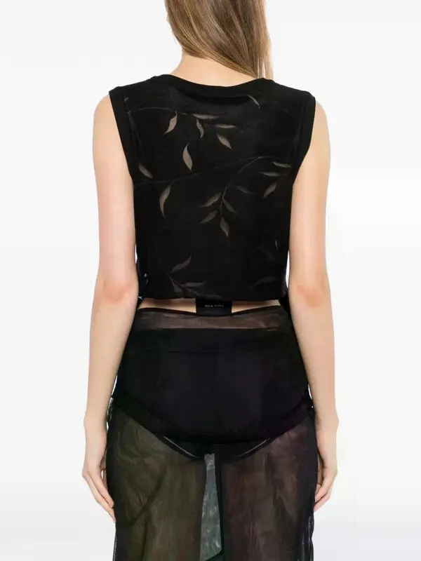 QUETSCHE Leaf-print Sleeveless Top