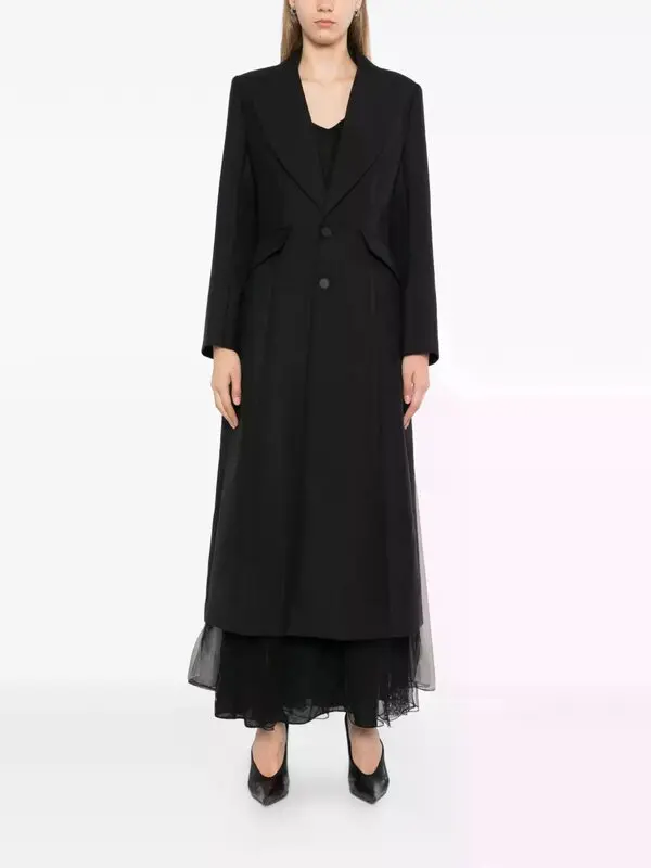 QUETSCHE Tulle-trim Single-breasted Coat