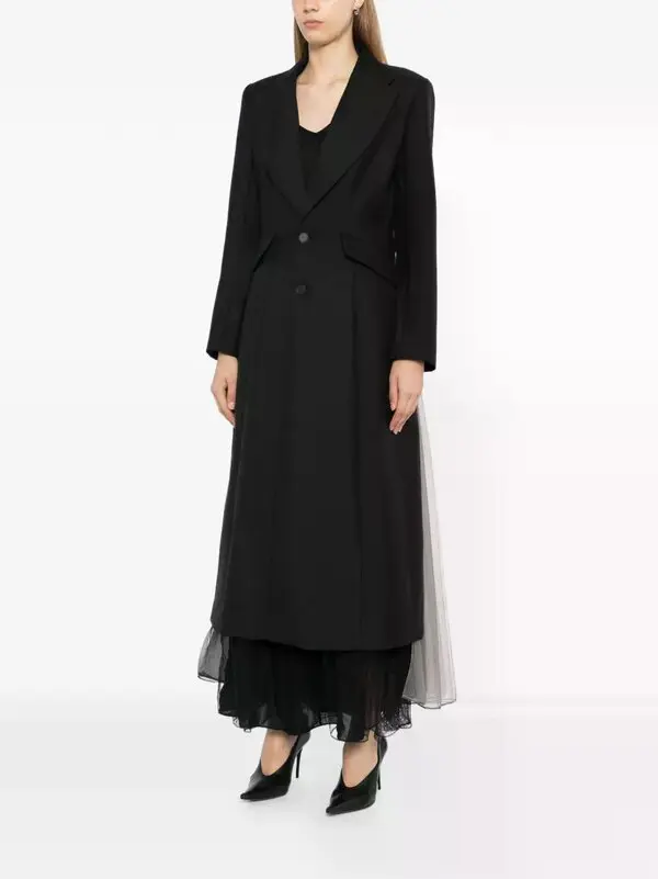 QUETSCHE Tulle-trim Single-breasted Coat