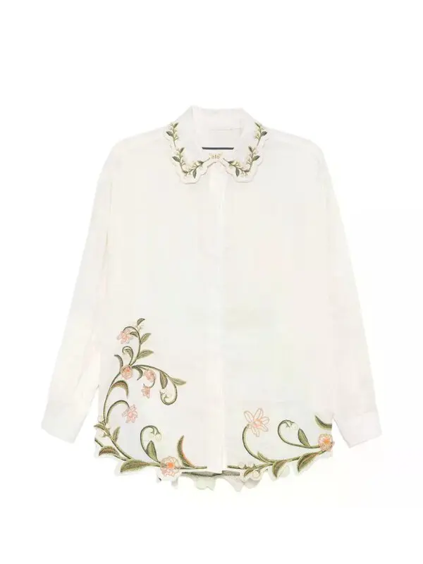 Agua Bendita Cecilia Valle Floral-embroidered Shirt
