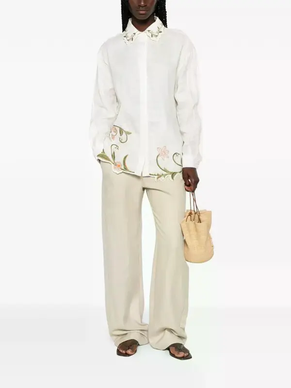 Agua Bendita Cecilia Valle Floral-embroidered Shirt