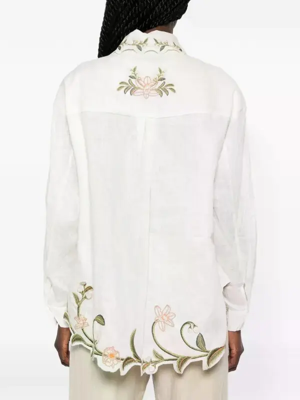 Agua Bendita Cecilia Valle Floral-embroidered Shirt