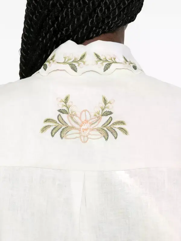 Agua Bendita Cecilia Valle Floral-embroidered Shirt