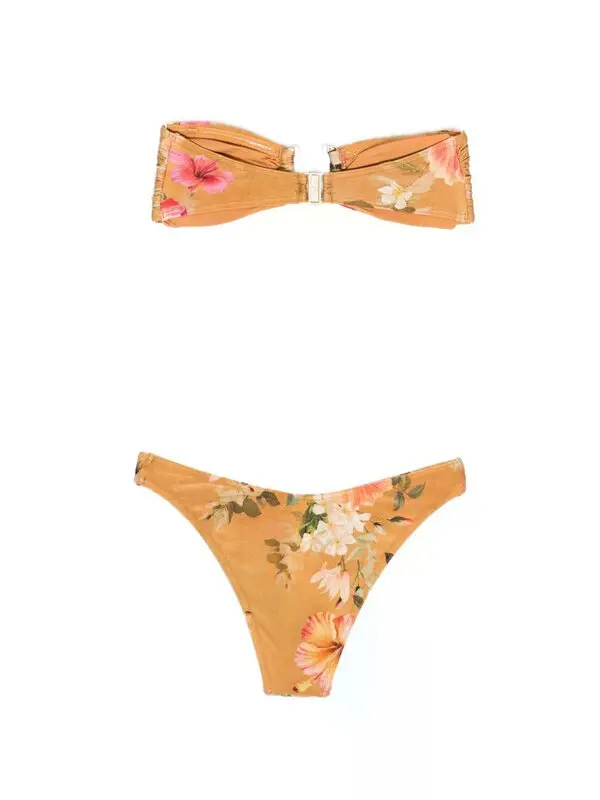 Zimmermann Mahon Bamboo Floral-print Bikini - Neutrals