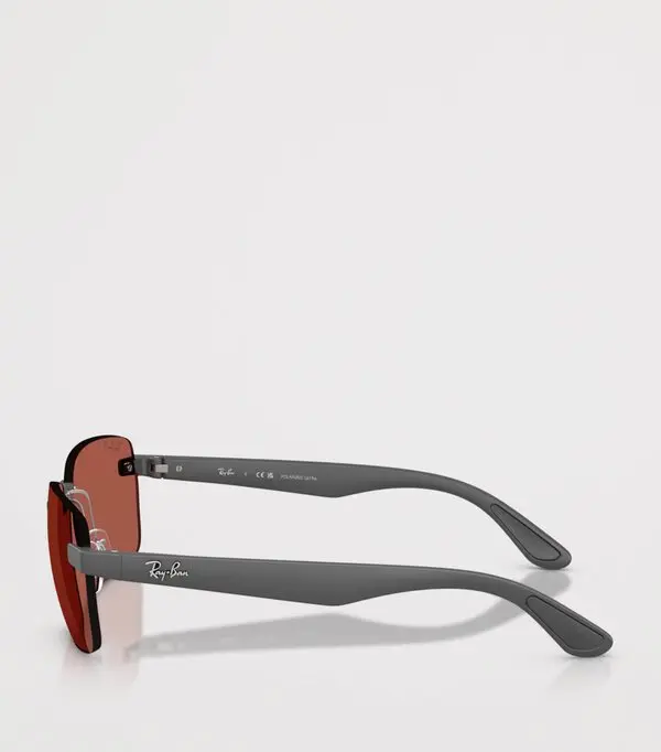 Ray-ban Rb4475ch Rectangular Rimless Sunglasses - Grey