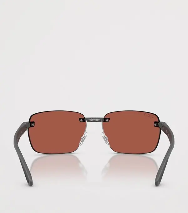 Ray-ban Rb4475ch Rectangular Rimless Sunglasses - Grey