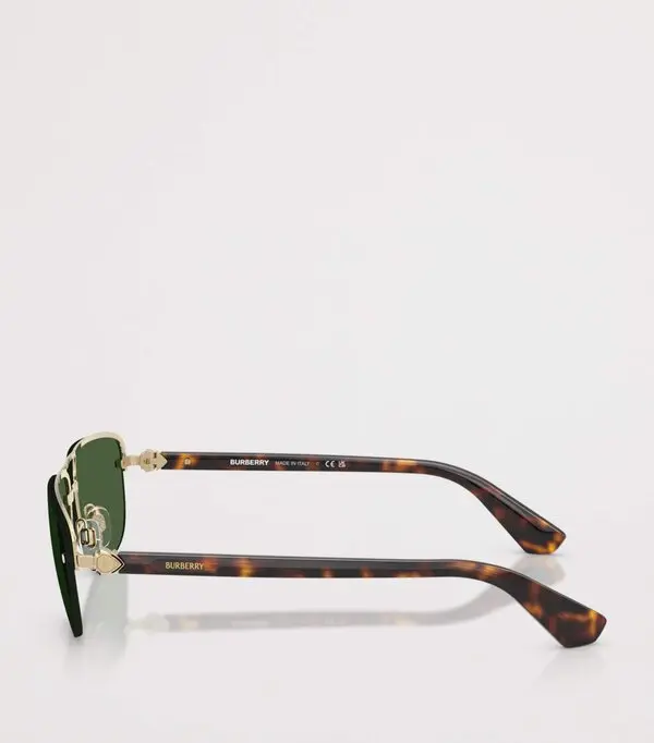 Burberry Metal Aviator Sunglasses With Tortoiseshell Detail