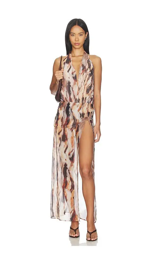 Superdown Tovianna Halter Maxi Dress - Brown