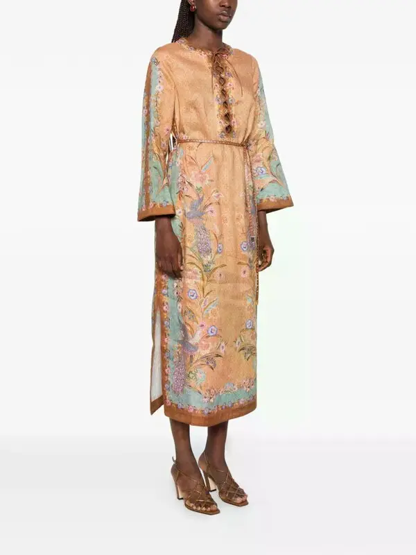 Zimmermann Indra Floral Print Lace-up Midi Dress
