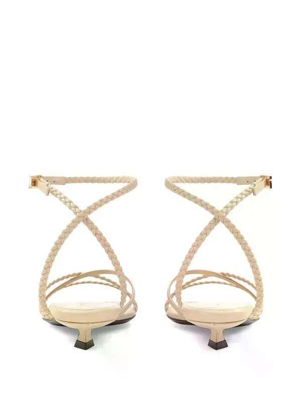 SERGIO ROSSI Braided Ankle Strap Sandals - Neutrals