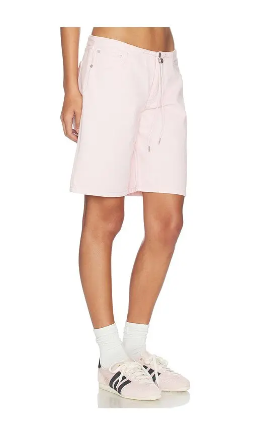 Still Here Mid Rise Drawstring Shorts - Pink
