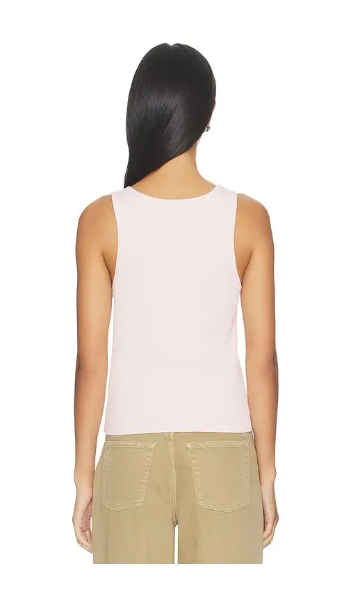 Still Here Ribbed Tank Top With Button Strap Detail - Pink