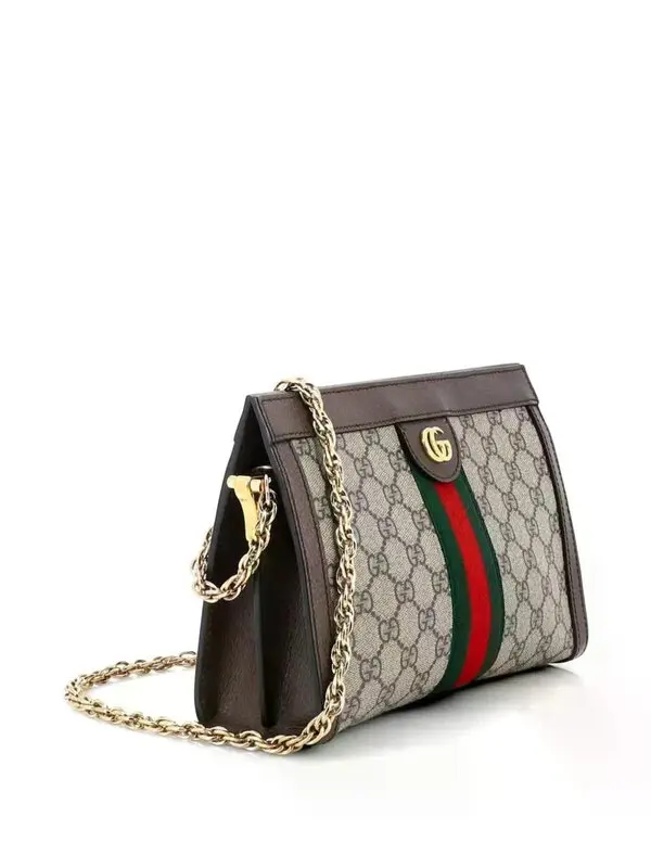 Gucci Ophidia Chain Shoulder Bag Gg Coated Canvas Small Crossbody Bag - Brown