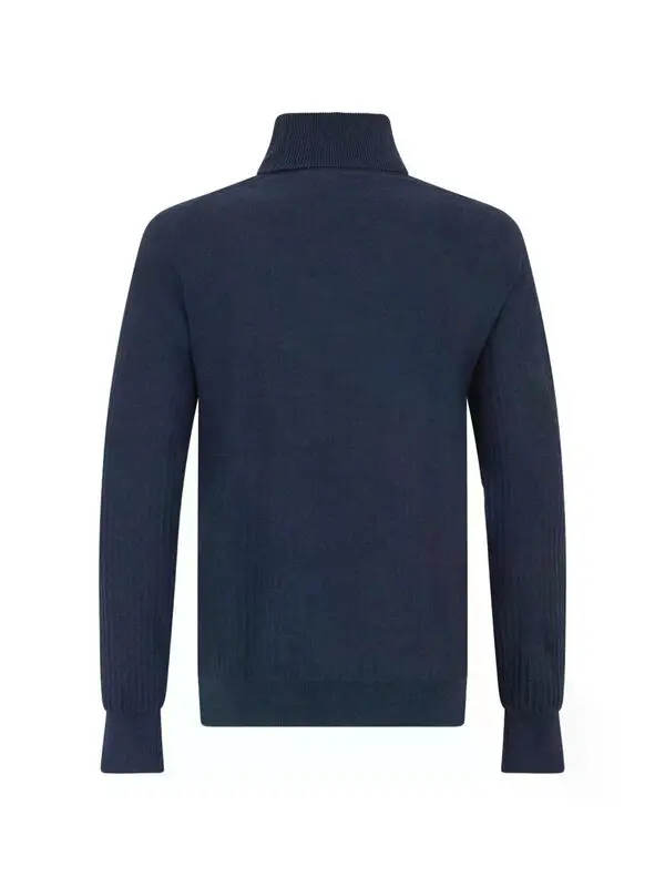 ROBERTO COLLINA Ribbed Knit Roll Neck Sweater - Blue