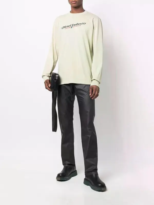 DIESEL® Coated Cotton Blend Straight Leg Trousers