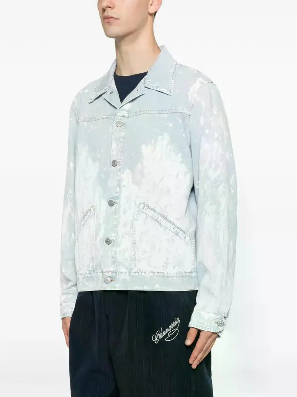 MAISON MARGIELA Paint-splatter Denim Jacket - Blue