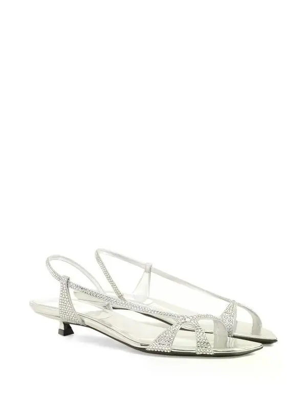 SERGIO ROSSI Crystal-embellished Slingback Sandals - Silver