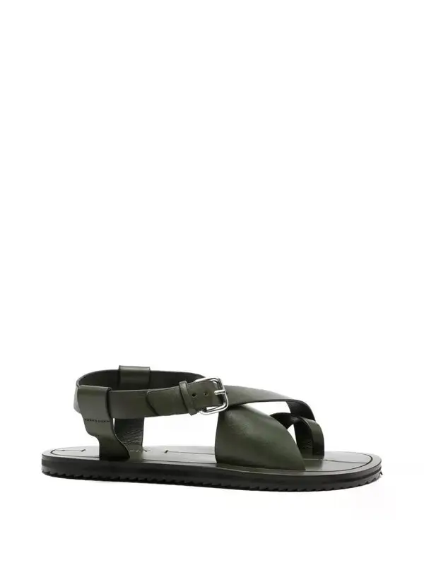 A.emery Ora Flat Leather Sandals - Green