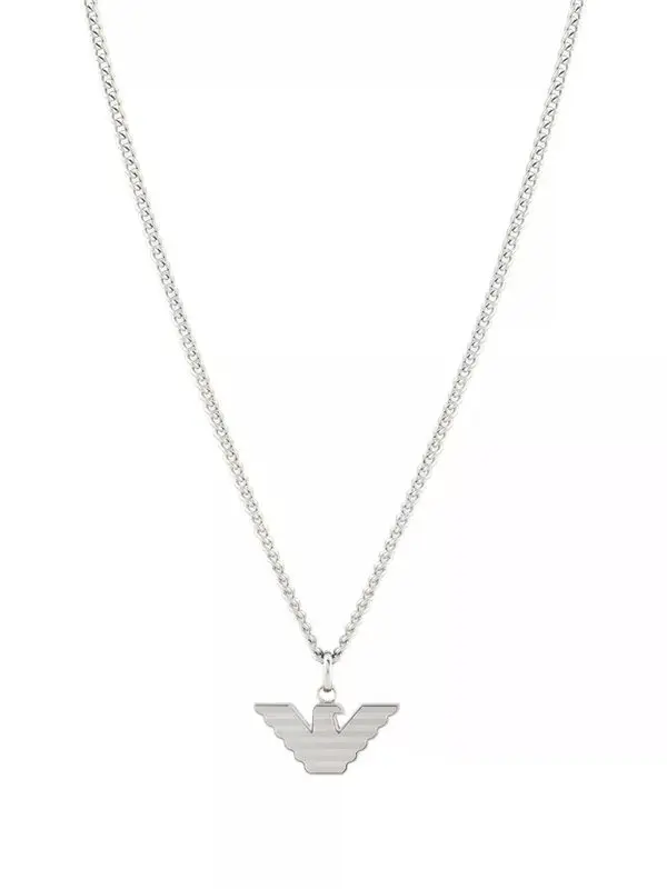 Emporio Armani Sterling Eagle Logo Pendant Chain Necklace - Silver