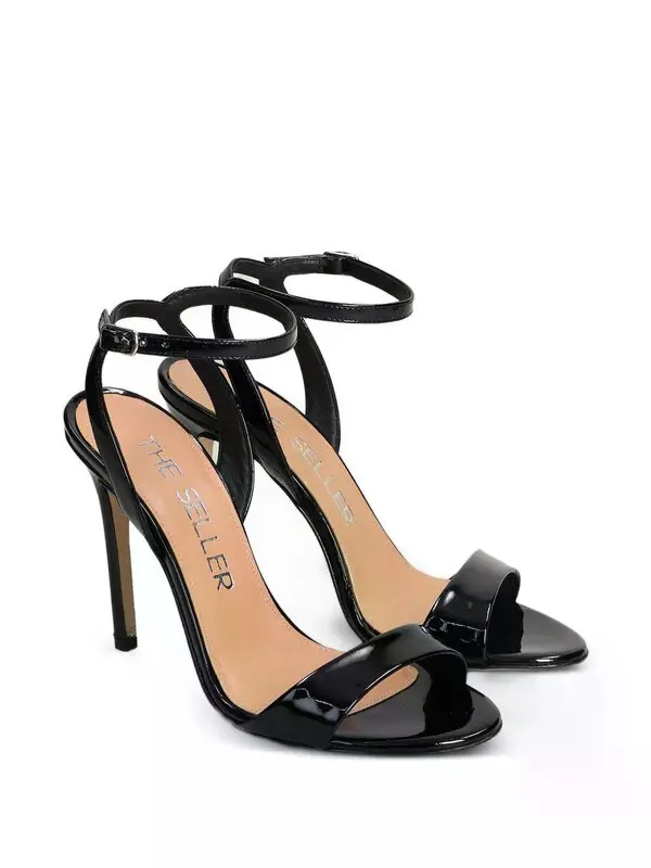 THE SELLER Patent Leather Ankle Strap Sandals With Stiletto Heel