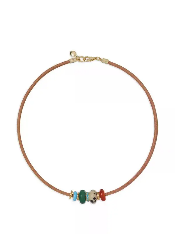 ROXANNE ASSOULIN Leather Stone Slider Necklace - Brown