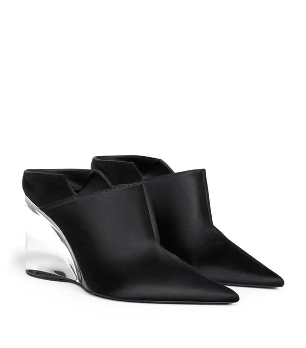 Alaïa Satin Invisible Wedge Mules 90 - Clear