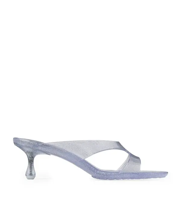JIMMY CHOO Jelly Drop 50 Glitter Heeled Mules - Silver