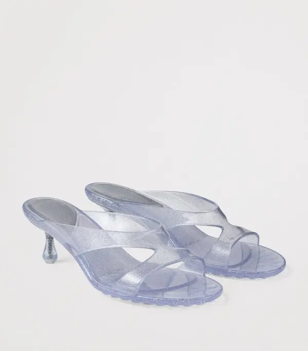 JIMMY CHOO Jelly Drop 50 Glitter Heeled Mules - Silver