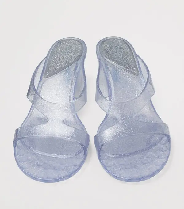 JIMMY CHOO Jelly Drop 50 Glitter Heeled Mules - Silver