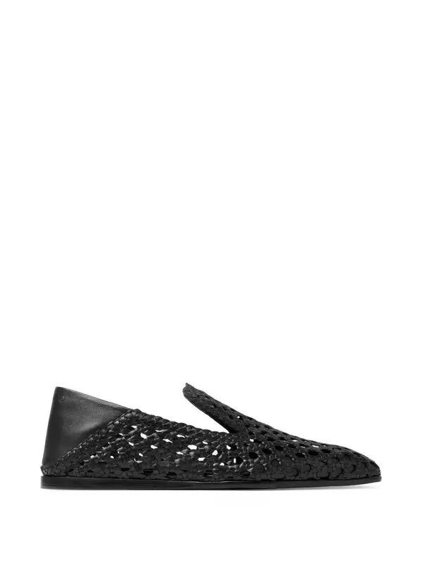 JIMMY CHOO Eliot Woven Leather Slippers