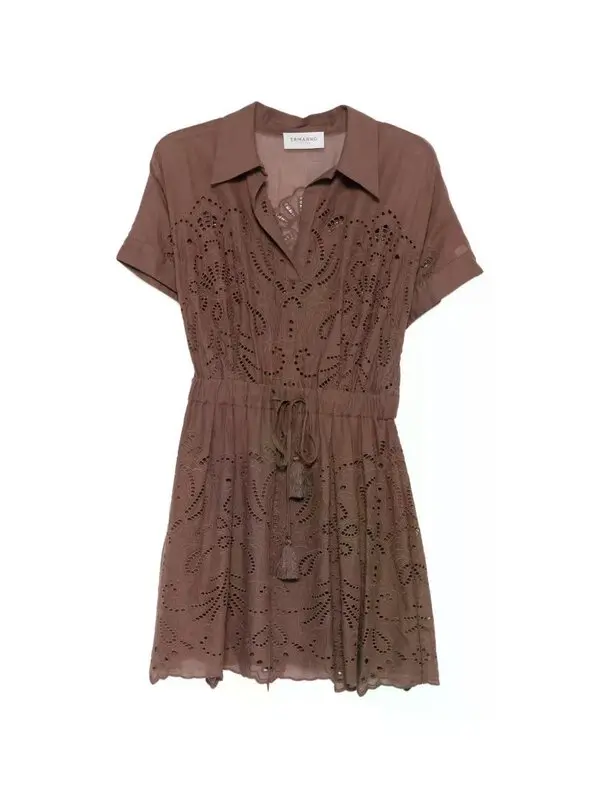 ERMANNO FIRENZE Broderie Anglaise Mini Dress - Brown