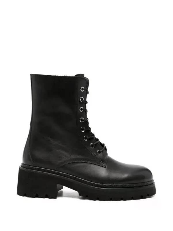 ADRIANNA FERETTI Lace Up Block Heel Boots - Black
