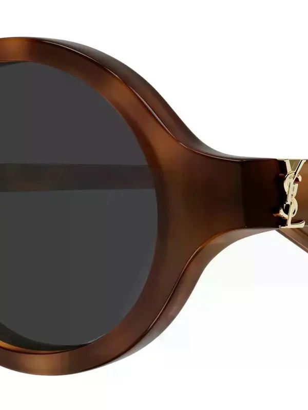 Saint Laurent Tortoiseshell Effect Oval Frame Sunglasses - Brown