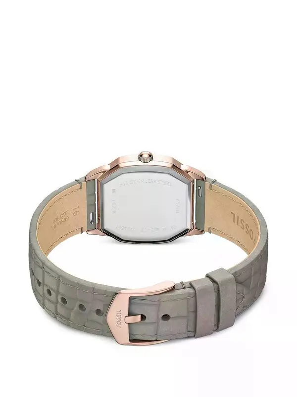 Fossil Harlow 27mm Octagonal Face Watch With Croc-effect Leather Strap