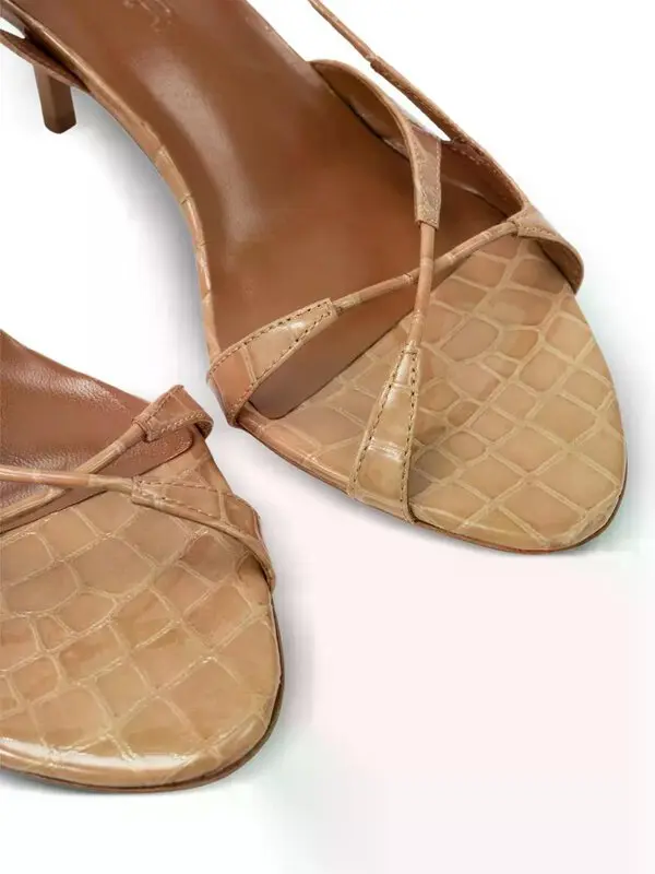 By Far Sierra Crocodile-effect Sandals - Neutrals