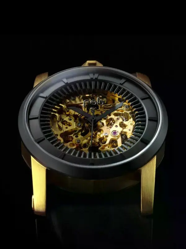FOB PARIS Automatic Movement Watch With Gold-tone Dial - Black