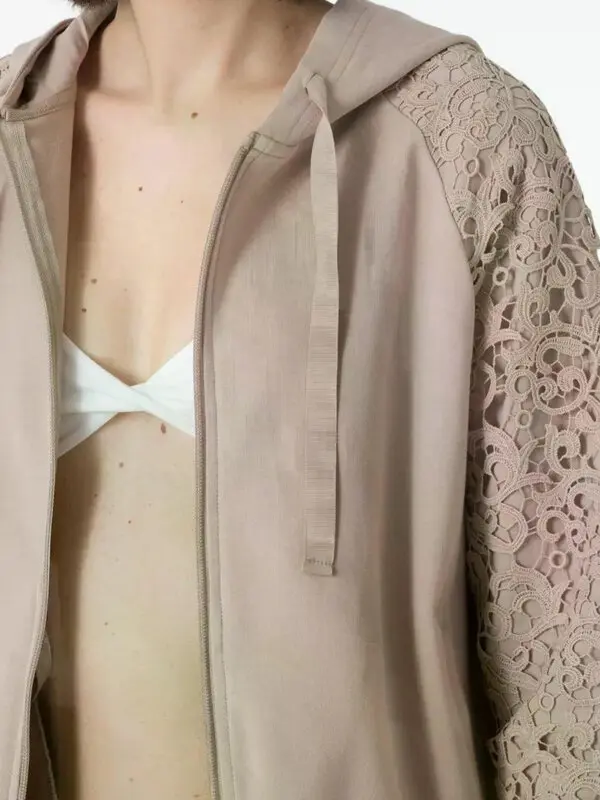 DIMENSIONE DANZA Lace-sleeve Zip-up Hoodie