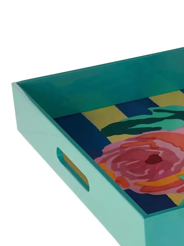 LISA CORTI Stripes Floral-print Tray