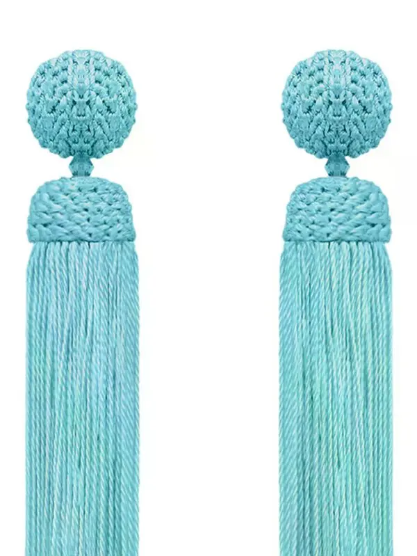 Oscar De La Renta Silk Rope Tassel Clip-on Earrings - Blue