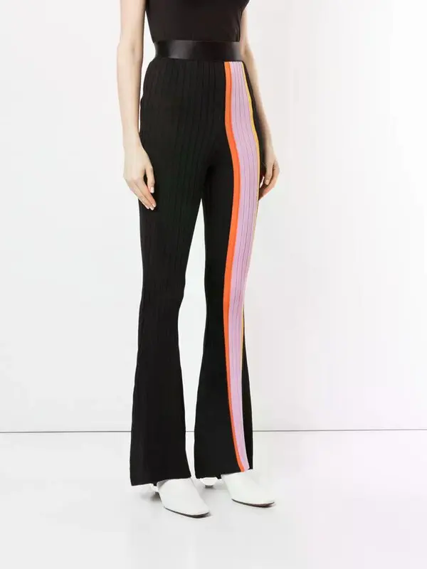 ELLERY High Rise Striped Panel Flared Trousers