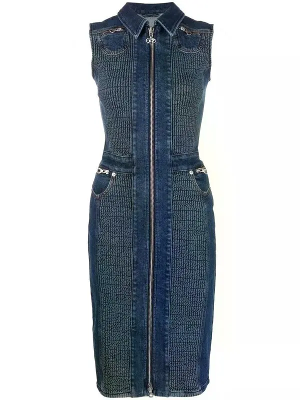 DIESEL® Denim Zip-up Collared Dress